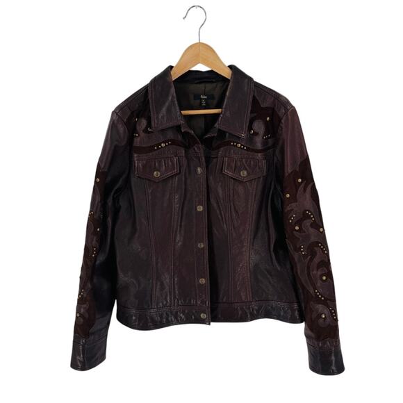 Reba | Jackets & Coats | Reba Western Leather Jacket Brown Studded ...